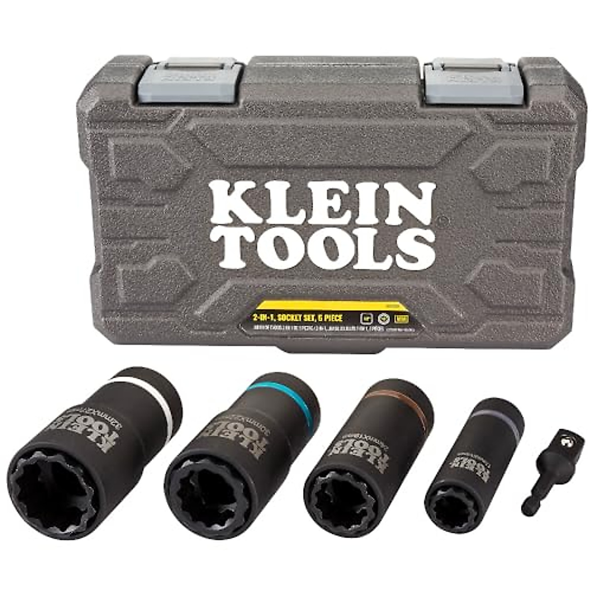 Klein Tools 66050E Metric Socket Set, Impact with 1/2-Inch Drive, 12-Point Deep Sockets, 5-Piece Set, Includes Carrying Case