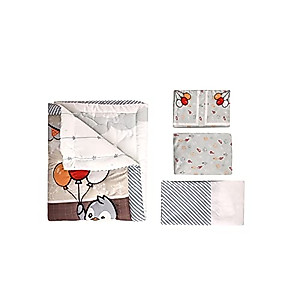 Geapul 4 Piece Boho Breathable Soft Crib Bedding Set for Boys,Jungle Animals Nursery Bedding Set,Crib Quilt,Pillowcase,Crib Skirt,Crib Sheet (Party Time,4-Pcs)