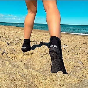 ShocSox ArmorTex® Beach Volleyball Socks and Sand Soccer Socks with ArmorTex® Soles Longest Lasting Beach Socks (as1, alpha, l, regular, regular, Bone Feet)