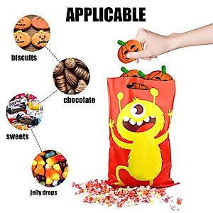 CCINEE 72pcs Halloween Treat Bags, Pumpkin Plastic Candy Tote Bags for Kids Trick or Treat Halloween Party Supply