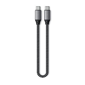 Satechi USB C to USB C 4.0 Pro Cable, 140W Power Delivery, 8K Resolution @ 60Hz, 4K @ 120Hz Single or 4K @ 60Hz Dual Display, 40Gbps Data Transfer, Downward Compatible to 2.0 USB C Devices (10in/25cm)