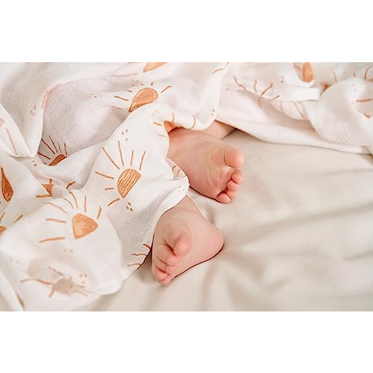 LAT 3 Pack Muslin Swaddle Blankets,Soft Bamboo Cotton Breathable Wraps for Baby,Large 43 x 59 inches,Unisex for Boys & Girls Newborn,Infant Shower and Wearable Swaddling Set(Sun Flowers)