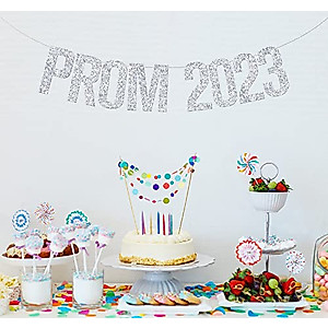 Prom 2023 Banner, Prom Night Decor, 2023 Graduation Decorations, Class of 2023 Grad Party Decorations Supplies Silver Glitter
