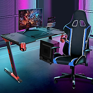 Writing Work Desk Gaming Table Desktop PC Table Home Bedroom Desk Writing Desk Office Desk Game Athletic Table with Lights PC Table Home Office Desk (Color : B, Size : 120 * 60 * 73cm)