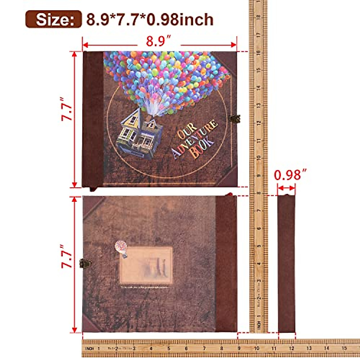 JIMBON Our Adventure Book Scrapbook Photo Album,Retro Style Embossed Letter Cover Travel Diary Journal Scrap Book Kit For Couples,Memory Book For Anniversary Wedding,Best Friend Gift