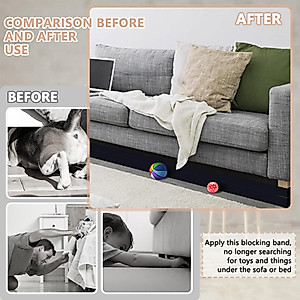2 Pieces 39.3 Feet Under Couch Blocker with Hook & Loop Tape, Adjustable Under Bed Blocker for Pets, Couch Bumpers for Under Couch Carpet, Furniture Gap Blocker Filler Barrier (4.3" W)