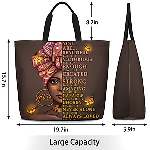 African American Women Tote Bags - Black Women Shoulder Bag Afro Black Girl Magic Satchel Handbags For Beach Gym School Travel