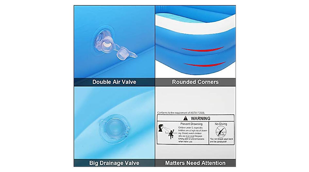 VINGLI 102" Inflatable Family Pool - Durable & Easy Setup