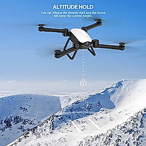 SIMREX X900 Drone Optical Flow Positioning RC Quadcopter with 1080P HD Camera, Altitude Hold Headless Mode, Foldable FPV Drones WiFi Live Video 3D Flips 6axis RTF Easy Fly Steady for Learning Matte White