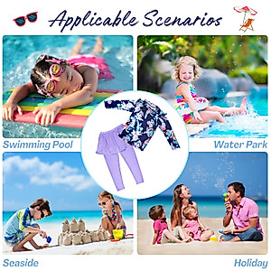 Baby Girls Two Piece Swimsuit Top and Pant UPF 50+ Sun Protection Long Sleeve Swimwear Bathing Suit Purple 3XL