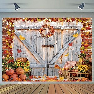 CYLYH 7x5FT Thanksgiving Backdrop Fall Thanksgiving Photography Backdrop Autumn Pumpkin Harvest Barn Background Maple Baby Shower Banner Decoration Birthday Party Backdrop
