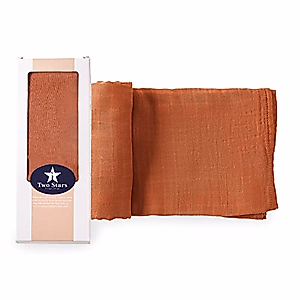 Two Stars Cotton Muslin Swaddle Blanket 1-Pack for Baby Girl 100% Cotton Muslin Extra-Large Swaddle Blankets (47” x 47”) (Claybank)