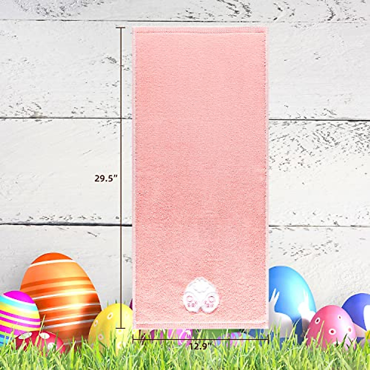 GreenPine 2 Pack Easter Hand Towels Pink Rabbit Tail 100% Cotton Embroidered Premium Luxury Decor Bathroom Decorative Dish Towels Set for Drying, Cleaning, Cooking, Holiday Towels Gift Set 14 "X 29"