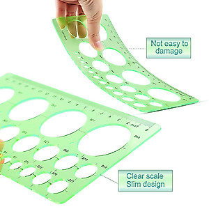 Geometric Drawings Templates Measuring Geometry Rulers 15 Pcs with 1 Pack File Bag for Design School Studying Office Building…