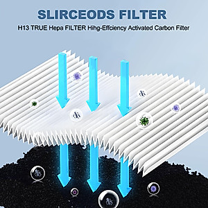 Slirceods (2-Pack) AP001 True HEPA Filter Replacement, Compatible with TaoTronics TT-AP001 and VAVA VA-EE014 Air Purifier, H13 True HEPA Filter & Activated Carbon Filter