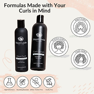 Conditioner and Hydrating Shampoo Set for Curly Hair | Sulfate and Paraben Free Keratin Rich | For Curly Wavy Textured Grey or Fine Hair .by Royal Locks Argan and Macadamia Nut Oils