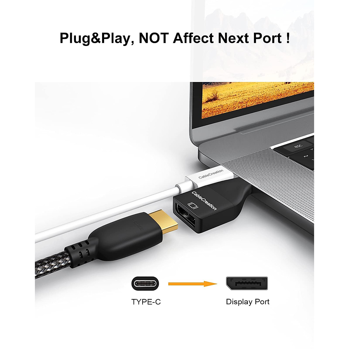 CableCreation USB C to DisplayPort Adapter 4K@60Hz, Male Type C to Female DisplayPort Adapter Compatible with iPhone 16 15 Pro/Promax/Plus, MacBook Pro Air, Steam Deck, iPad Pro, iMac, XPS, Galaxy