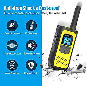 Walkie Talkies, NXGKET Walkie Talkies for Adults Long Range 4 Pack, 22 Channels Two-Way Radios FRS VOX, Walky Talky Rechargeable with Li-ion Battery USB Charger Auto Squelch for Biking Camping Hiking