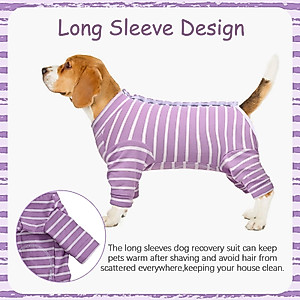 Kuoser Recovery Suit for Dogs Cats After Surgery, Long Sleeve Dog Surgery Recovery Suit, Dog Onesie for Abdominal Wounds Skin Disease, Anti-Licking Pet Surgical Snugly Suit (Purple, M)