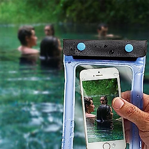 Lewis N. Clark WaterSeals Triple Seal Floating Waterproof Pouch + Dry Bag for Cell Phone, Great for Kayak, Canoe, Pool, Beach, Blue (5.5X4.25)