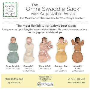SwaddleDesigns 6-Way Omni Swaddle Sack for Newborn with Wrap & Arms Up Sleeves & Mitten Cuffs, Easy Swaddle Transition, Better Sleep for Baby Boys & Girls, Heathered Gray, Small, 0-3 Months