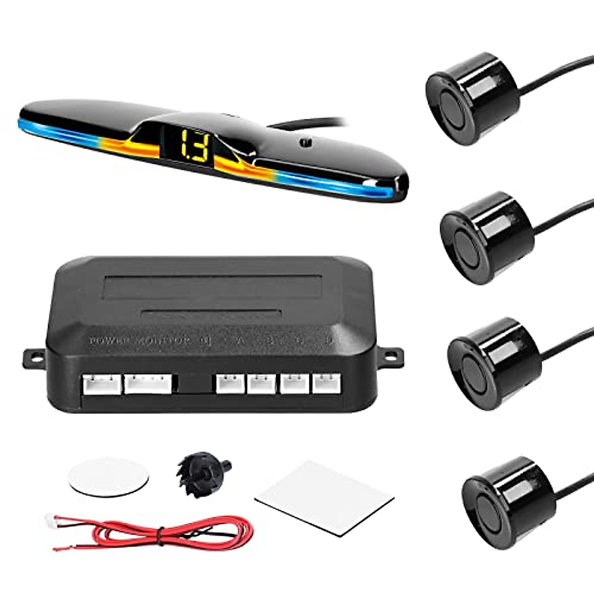 GoolRC Car Parking Sensor Rear Reversing Radars System with 4 Parking Sensors LED Light Distance Display Warning Buzzer Distance Detection