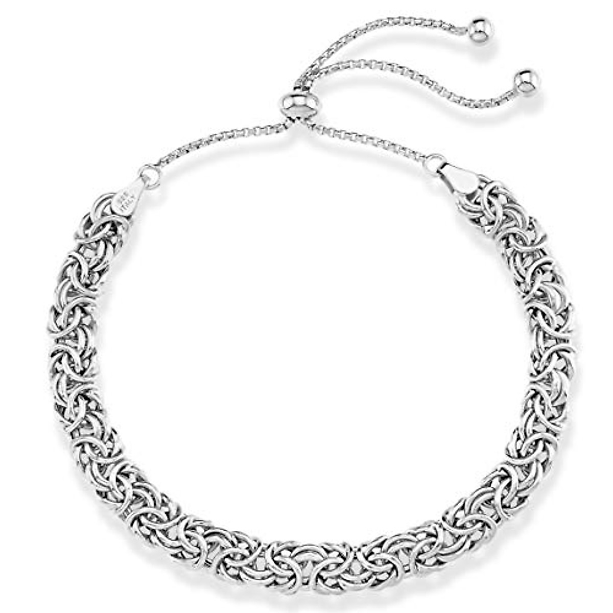 Miabella Italian 925 Sterling Silver Byzantine Bolo Bracelet for Women, Adjustable Bracelet Handmade in Italy (sterling-silver)