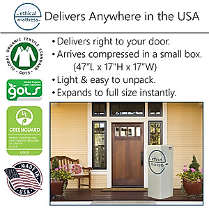 Ethical Mattress CO 10" Toxin-Free Hybrid Mattress, Made in USA with Organic Cotton, Wool, Latex & Pocketed Coils (Mattress-in-a-Box) Comfortable & Supportive for All Ages - Full Size