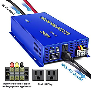 XYZ INVT 3500 Watt Pure Sine Wave Inverter 48V to 110V 120V AC Car Power Invert Surge 7000W Power Converter for Solar System.(3500W 48V 120V)