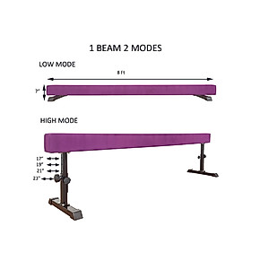 Athletic Bar Expandable Gymnastics Kip Bar 3 in 1 Set with 8 FT Adjustable Balance Tube, 6'x4' Mat for Kids, Horizontal Bar Junior Gymnastic Training Adjustable 3-5 FT Gymnast Asymmetric Bar Blue