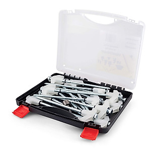 amazama Tent Stakes - 16 Heavy-Duty Ground Screw Anchor Pegs - Galvanized - Non Rust - Perfect for Yard, Garden, Awning & Canopy - Glow-in-The-Dark Tops - Hex Tool & Carry Case - Gazebo - Accessories