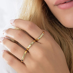 Stackable Birthstone Name Ring - 18k Gold Plated