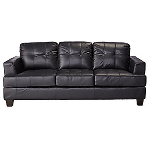 Coaster Samuel Transitional Leather Sofa, Black
