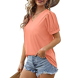 T Shirts for Women Short Sleeve Tops Beach Summer Tee Shirts Oversized Coral 2XL