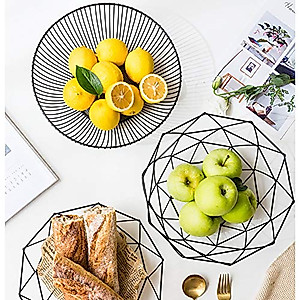 TEETOOKEA Metal Wire Fruit Basket, Creative Minimalist Housewares Metal Iron Fruit Storage Bowls Holder for Kitchen Counter, Home Decor, Table Centerpiece Decorative (Hemisphere)