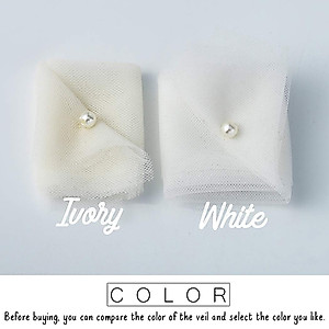 Unsutuo Wedding Veil Satin Trim 2 Tier Ivory Short Bridal Veil Fingertip Length with Ribbon Edge for Brides (Ivory)