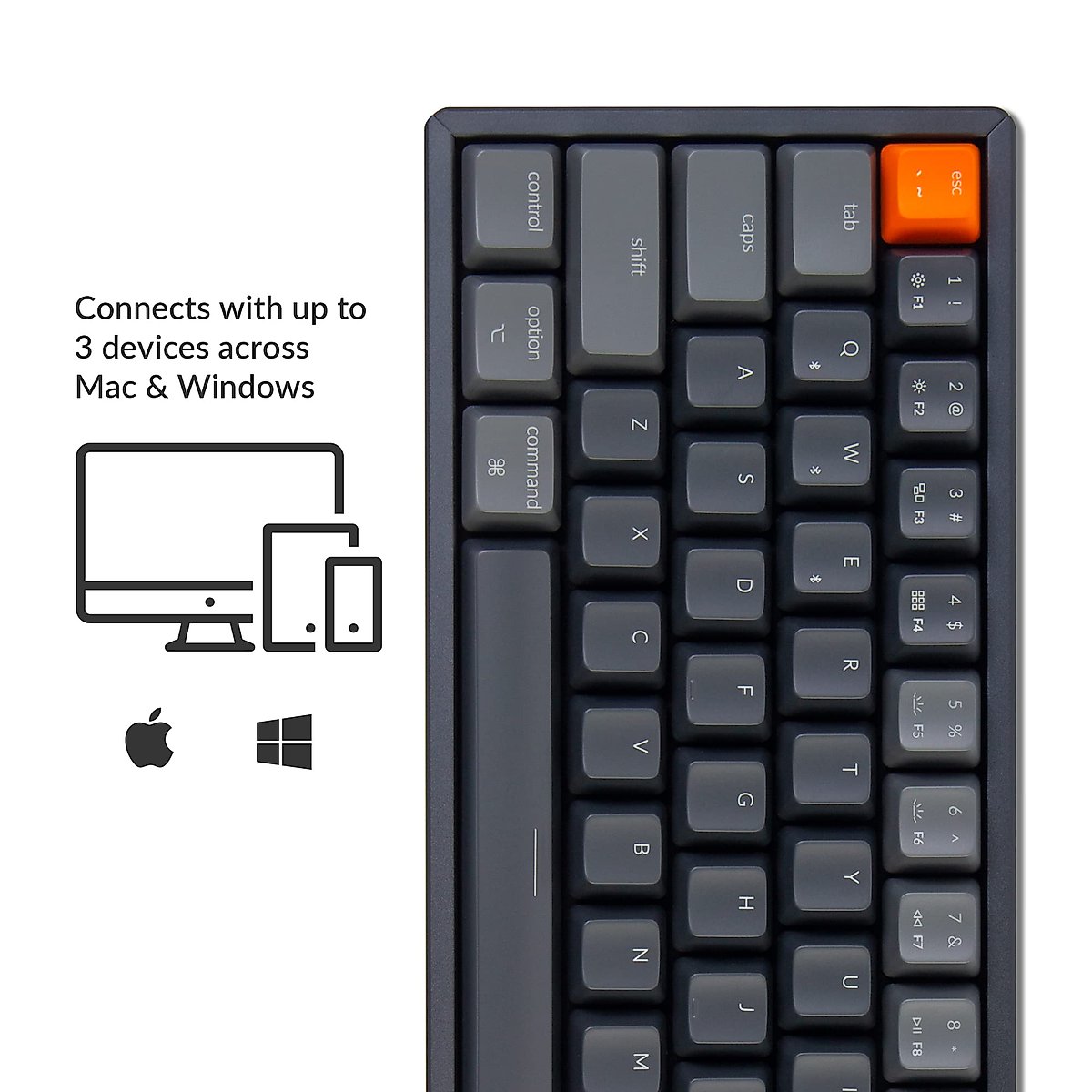 Keychron K14 70% Layout 72 Keys Bluetooth Wireless/USB Wired Mechanical Keyboard for Mac with Gateron G Pro Brown Switch/Multitasking/RGB Backlight/Aluminum Frame Computer Keyboard for Windows Laptop