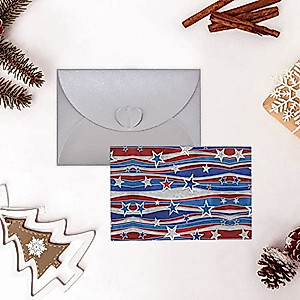 MQGMZ Patriotic Stars Strips Independence Day Print Holiday Greeting Cards Blank Note Cards With Envelopes For All Occasions Birthdays