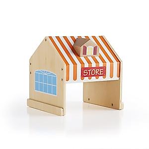 Guidecraft Community Buildings: Set of 6 Block Play Buildings (Fire Station, Police Department, Hospital, School, Grocery Store & Service Station) - Kids Learning & Educational Toys