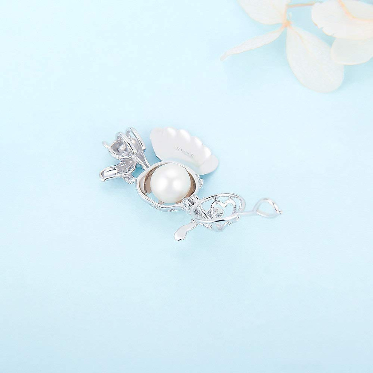 LGSY 925 Sterling Silver Turkey Cage Pendants for Pearl, Pearl Cages for Pearl DIY Jewelry Making