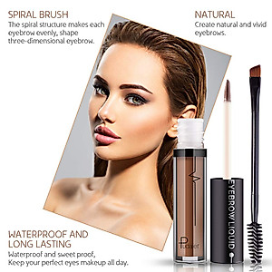 YOLETO Waterproof Eyebrow Gel - Dark Brown Tinted Mascara Makeup for Natural-Looking Brows, Long-Lasting Smudge-Proof Formula with Brow Shaper and Mascara Primer Brush Wand Kit