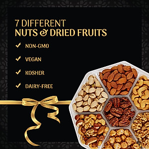 Assorted Nuts Gift Basket - Gourmet Food Mixed Nut Platter Fruit Nut Gift Box, Healthy Snack, Vegan & Kosher Gifts for Men & Women for Birthdays, Anniversaries, Sympathy, Get Well, Holidays, 22oz