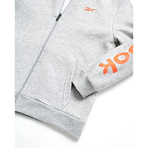 Reebok Boys' Sweatsuit Set - 2 Piece Fleece Hoodie Sweatshirt and Jogger Sweatpants (4-7), Size 5, Dark Grey Heather