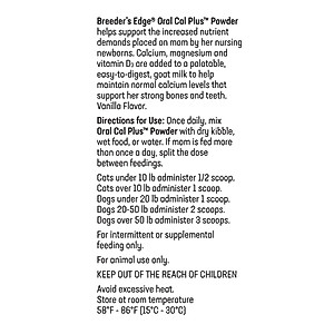 Revival Animal Health Breeder's Edge Oral Cal Plus Powder- Calcium Supplement for Dogs & Cats- 1 kg