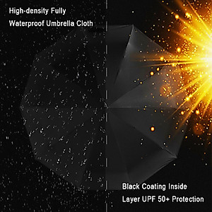 Pumi-geous Automatic Travel Umbrella Windproof Lightweight Strong Compact 8Ribs Collapsible Backpack Umbrella Suit For Adult (Light Purple)