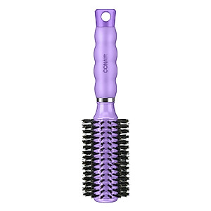 Conair Hair Brush with Boar Bristle, Gel Grips, Round, Medium, Colors May Vary