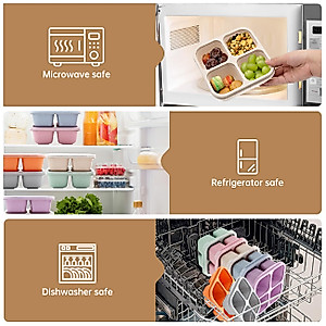 Luriseminger 7 Pack Bento Lunch Box ，4 Compartment Snack Containers，Divided Bento Snack Box，Meal Prep Lunch Containers, Lunch Box Kids/Toddle/Adults,Food Storage Containers for School, Work and Travel