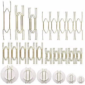 Tbestmax 30 Pcs Plate Hangers for The Wall-6 Size-4 6 8 10 12 14 Inch and 30 Pcs Wall Hooks to Antique Plates and Arts Decor