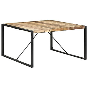 YUHI-HQYD Dining Table,Conference Table,Coffe Table,Rectangle Tea Table,Assembly Required,Perfectly in Living Room, Den, Office Room, and Family Room, 55.1"x55.1"x29.5" Rough Mango Wood