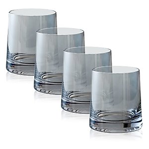 Sekonow Set of 4 Colored Whiskey Glasses, 8.8 Oz Old Fashioned Glass, Rocks Glasses Tumbler, Stemless Drinking Glassware for Men Women Bourbon Scotch Cocktail Tequila Liquor (Gray)